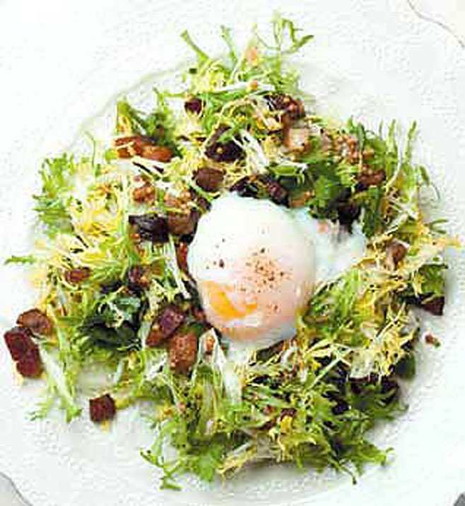 Frisee Salad with Lardons and a Poached Egg